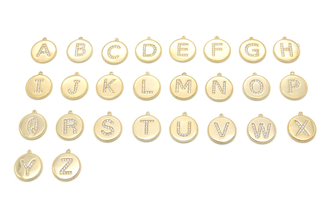 Coin Pendant Cubic Letter large Alphabet A-Z Full Set - Etsy