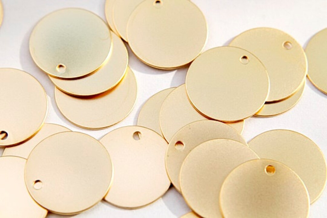 Coin Disc, B4-G1, 10 Pcs, 1 Hole, 12mm, Matte Gold Plated Brass ...