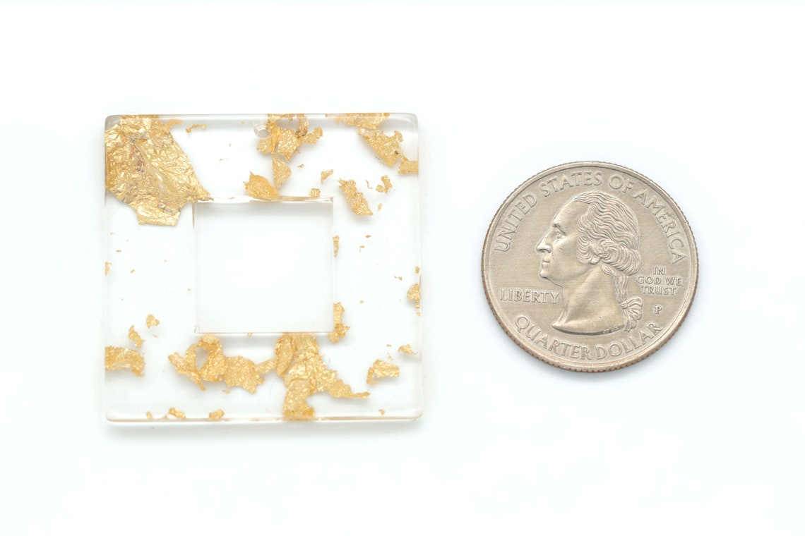 Gold Flakes Acrylic Square Charm V2-P9 2 Pcs 35x35mm 1.3mm - Etsy