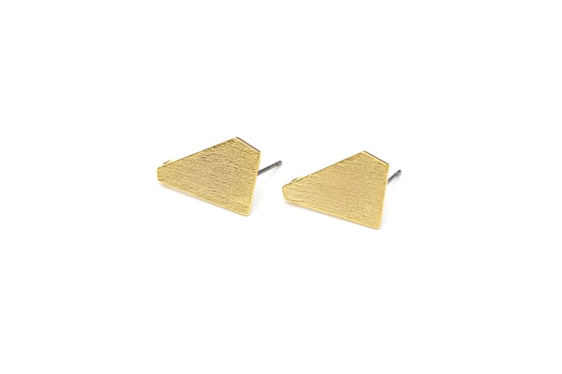 Polygon Earring Post W/ Open Link, T56-P2, Scratch Effect, Nickel Free ...