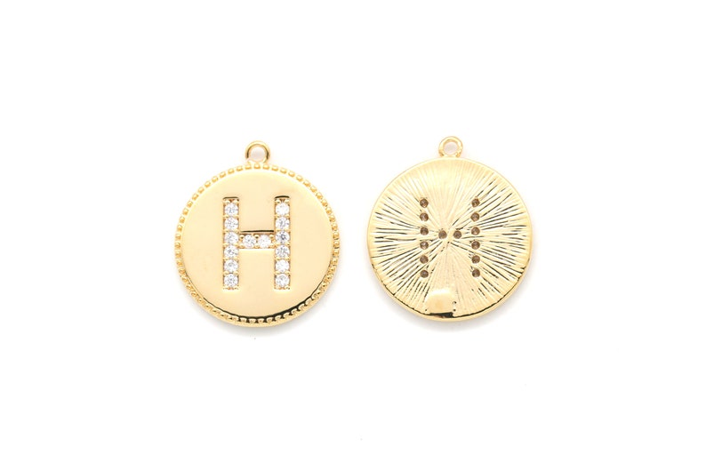 Coin Pendant Cubic Letter (large), Alphabet H, AH-G16, 1 Piece, 21x2mm ...