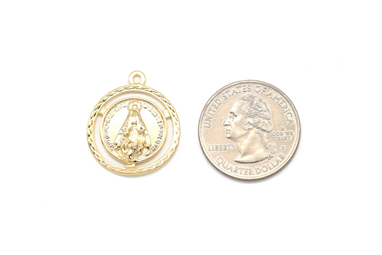 Big Rosary Coin Pendant Q5-R6 2pcs Nickel Free 22mm 16K | Etsy