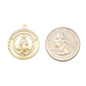 Big Rosary Coin Pendant, Q5-R6, 2pcs, Nickel Free, 22mm, 16K Gold ...