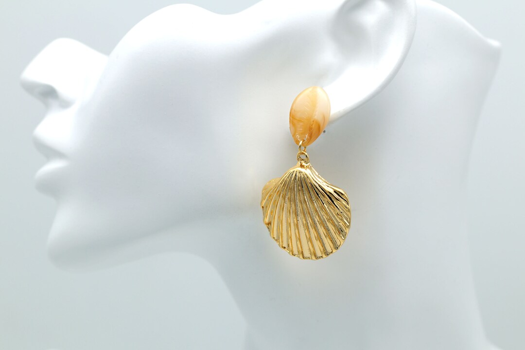 Cowrie Shell Earring Made of Acetate ONLY, O3-R4, 2 Pcs, 19x13x8mm ...