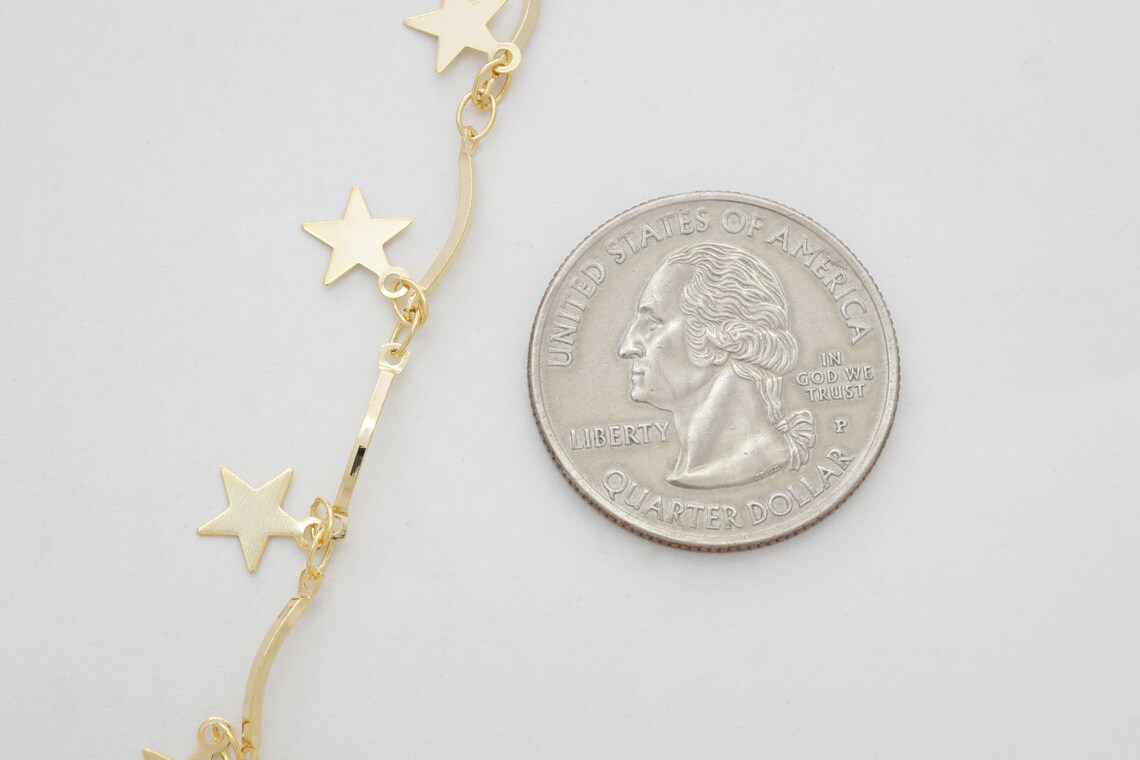 Star & Curved Bar Chain CJ41-04 1m 4x2mm Link Star Charm - Etsy