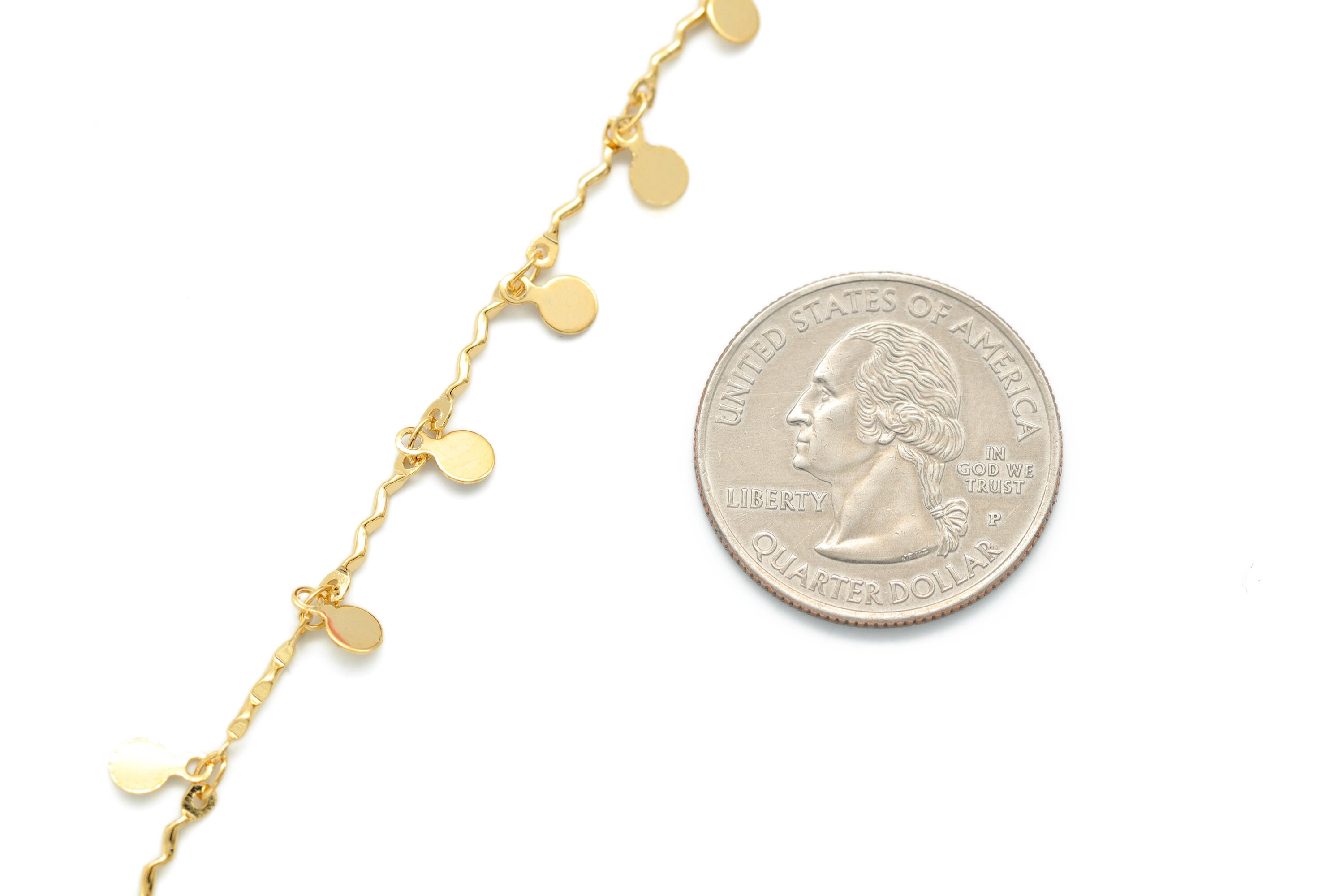 Dainty Charms Chain, CJ43-10, 1M, 16K Gold Plated Brass, Nickel Free ...