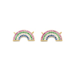 Multi Color CZ Rainbow Charm, Q4-R6, 1 Piece, 17x9mm, 16K Gold Plated ...