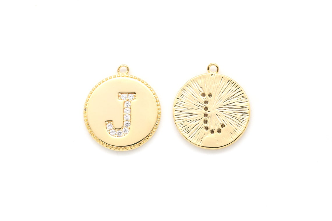 Coin Pendant Cubic Letter large Alphabet J AJ-G16 1 - Etsy