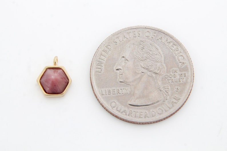 Gemstone Hexagonal Cone Charm, Red Wood Line, N42-P7, 2 Pcs, Nature ...
