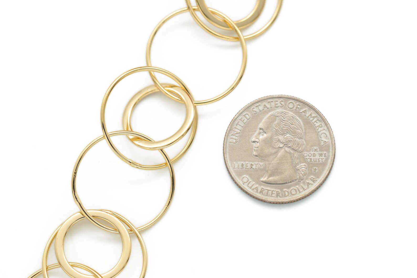 Circle Linked Chain CJ45-10 1m 16K Gold Plated Copper | Etsy