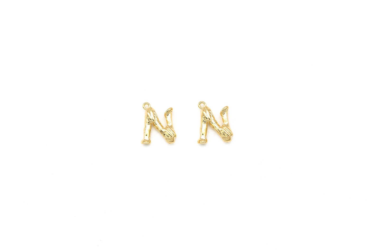 2 Pcs, Bamboo Rustic Style Letter N, Alphabet Pendant, Initial Pendant ...