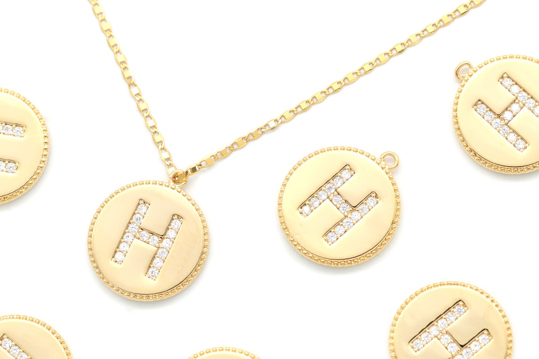 Coin Pendant Cubic Letter (large), Alphabet H, AH-G16, 1 Piece, 21x2mm ...