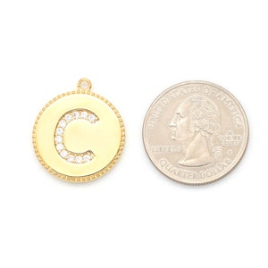 Coin Pendant Cubic Letter (large), Alphabet C, AC-G16, 1 Piece, 21x2mm ...