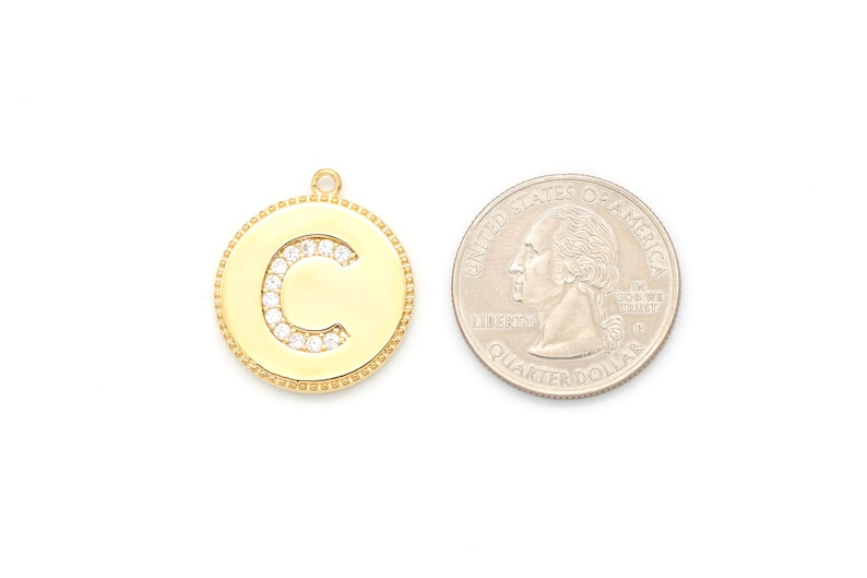 Coin Pendant Cubic Letter (large), Alphabet C, AC-G16, 1 Piece, 21x2mm ...