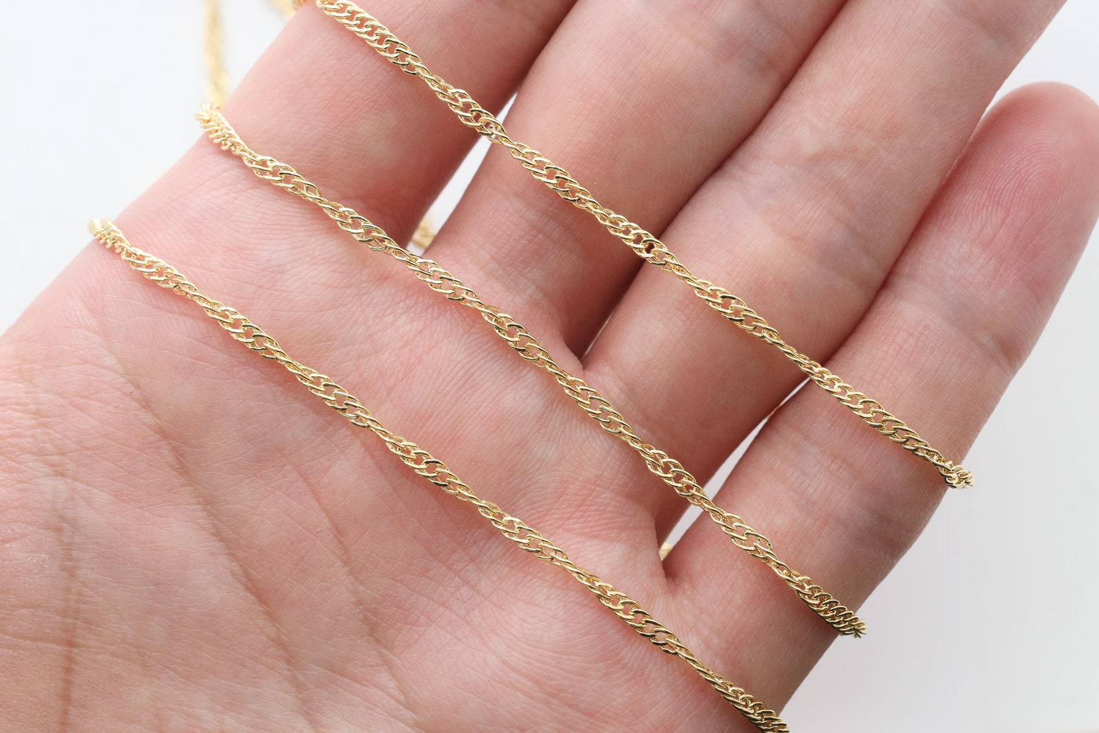 Twisted Decorative Chain, Nickel Free, CJ19-07, 1m, 2.2mm Wide, 16K ...