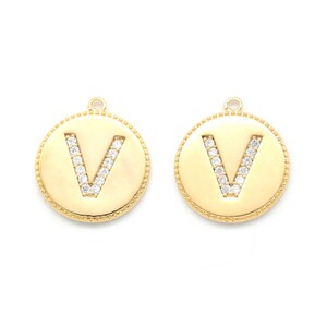 Coin Pendant Cubic Letter (large), Alphabet V, AV-G16, 1 Piece, 21x2mm ...