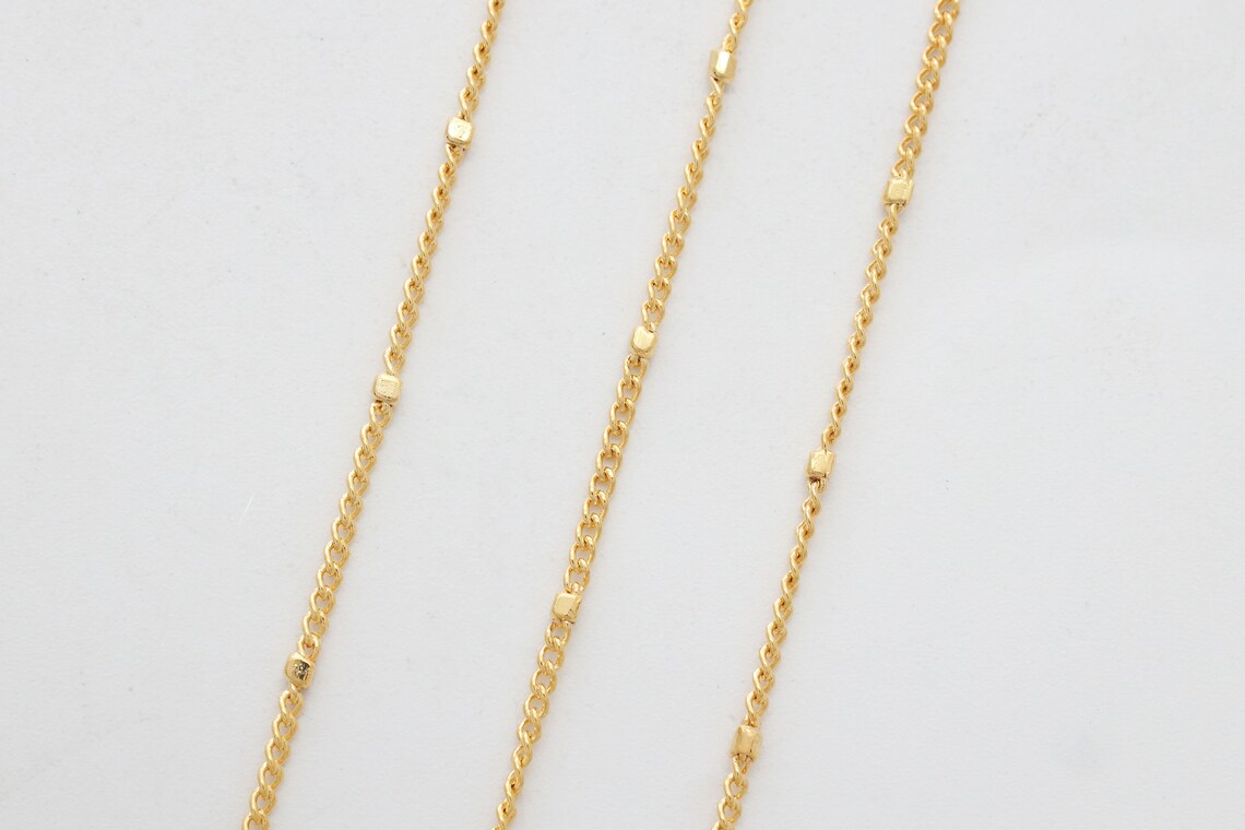 Decorative Dot Chain, Nickel Free, CJ28-08, 1 Meter, 16K Gold Plated ...