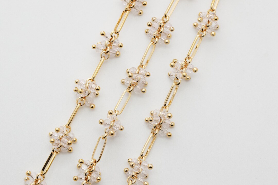 Colorful Beaded Grape Cluster Chain, 16K Gold Plated Brass, Beads ...