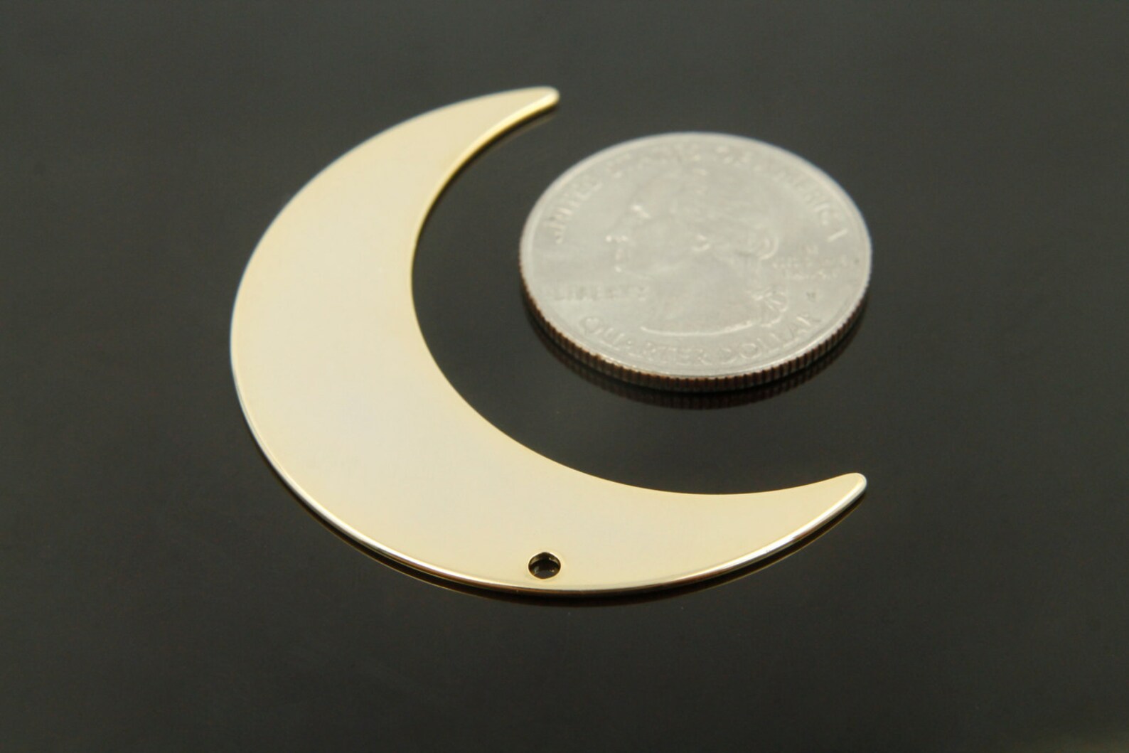 Crescent Moon Bar, S55-G5, Nickel Free, 2pcs, 1 Hole, 47x30mm, 0.9mm ...