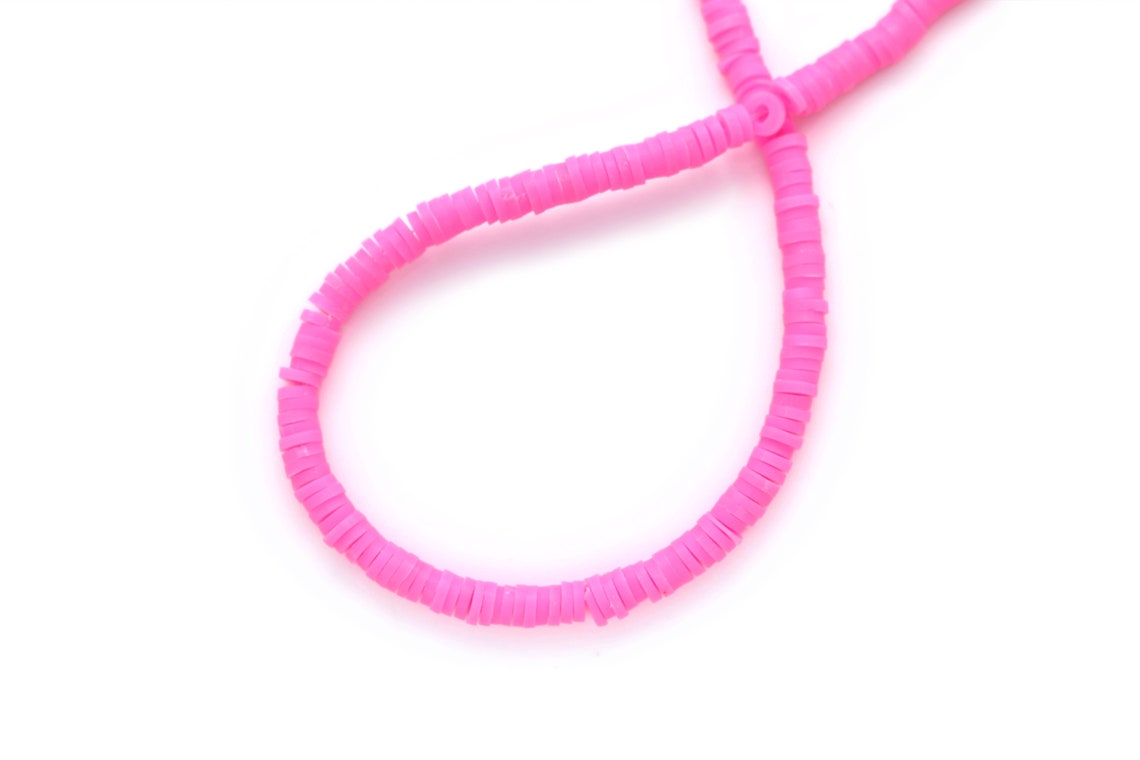 Neon Hot Pink Rubber Beads, P6-R4, 1 Strand (approx. 40cm), 4mm ...