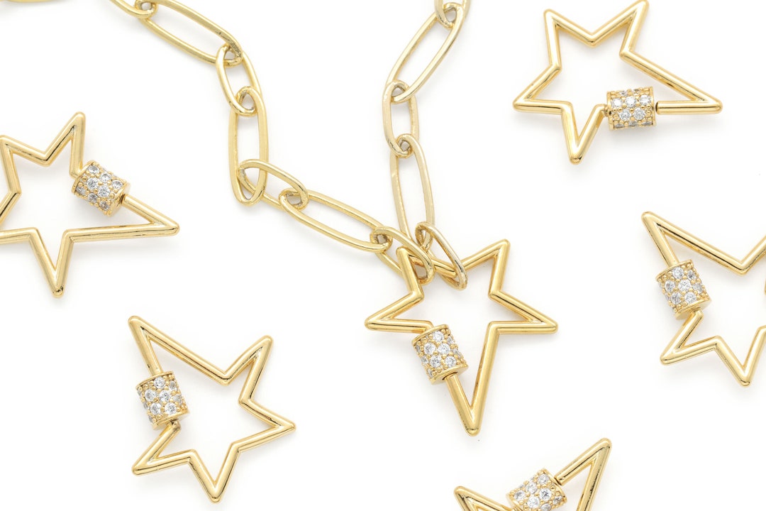 Star Screw Clasp Lock, Q13-G19, 1 Piece, 30x27mm, 16K Gold Plated Brass ...