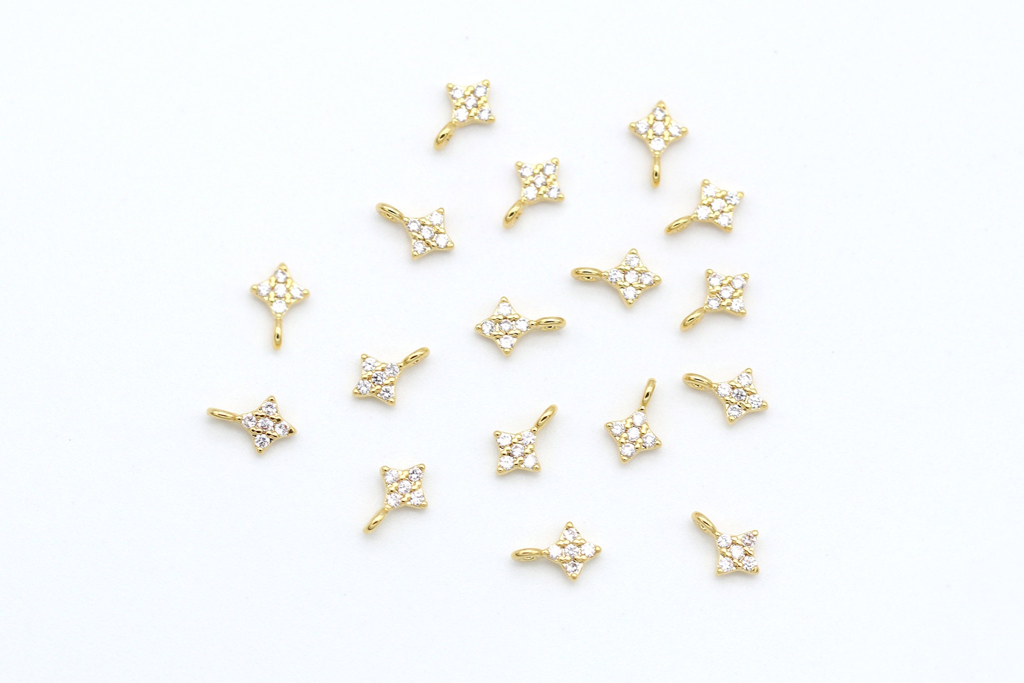 Dainty Cubic Star Charm vertical Close Link N27-R2 2 Pcs - Etsy