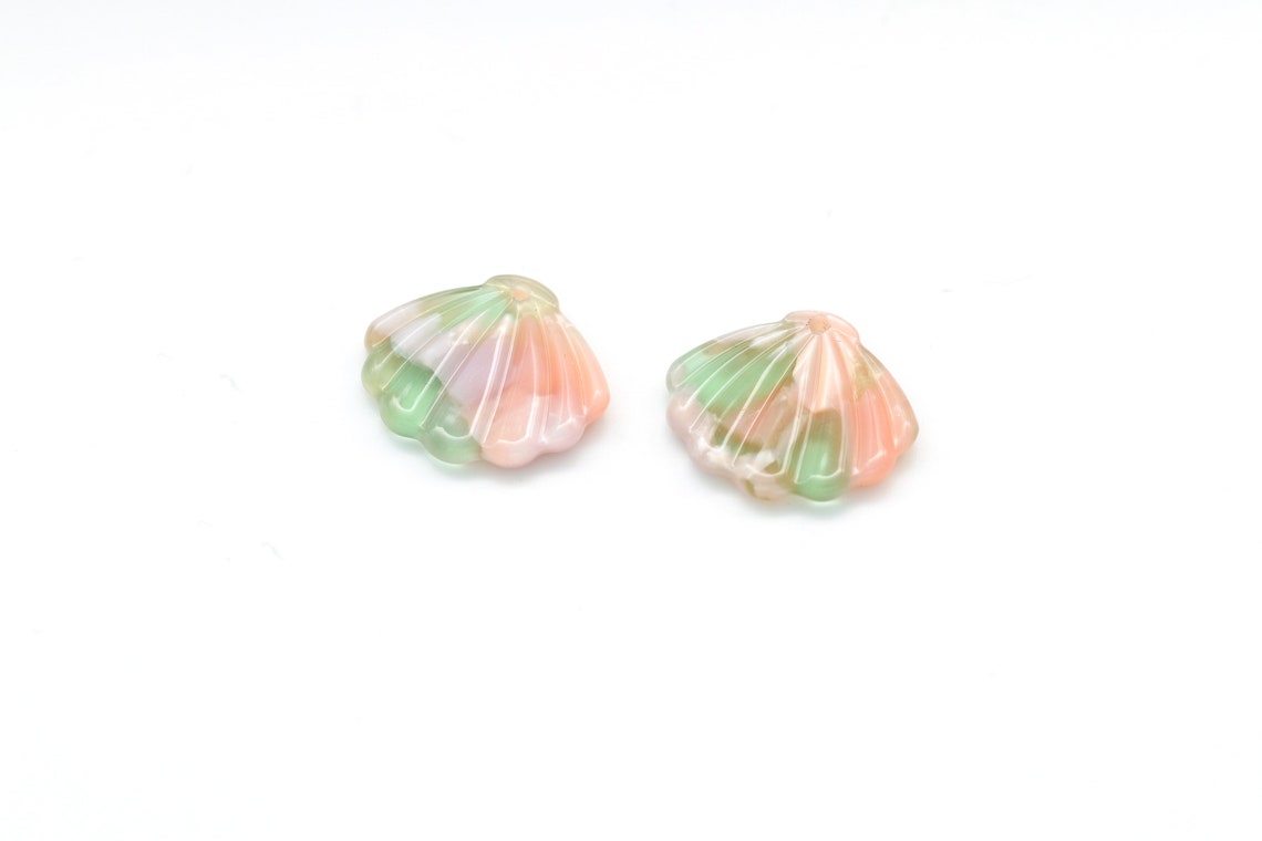 Shell Celluloid Charm V2-G7 2 Pcs 20x17mm 3mm Thick 1.8mm - Etsy