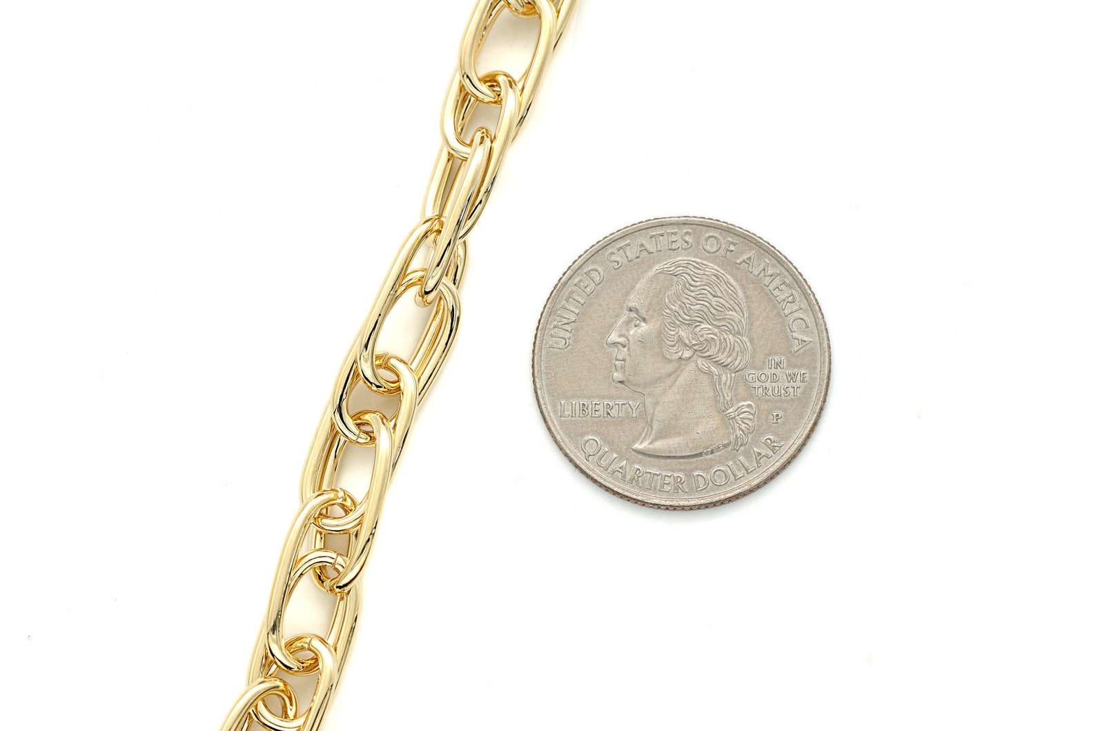 Triple Link Chain CJ49-10 1m 15x7mm 16K Gold Plated Brass - Etsy