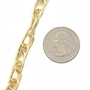 Triple Link Chain, CJ49-10, 1m, 15x7mm, 16K Gold Plated Brass, Nickel ...