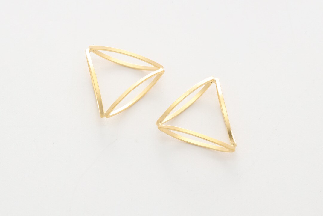3D Triangle Pendant, S93-G2, 2pcs, 20mm, 7mm Thick, 1x0.7mm, Matte Gold ...