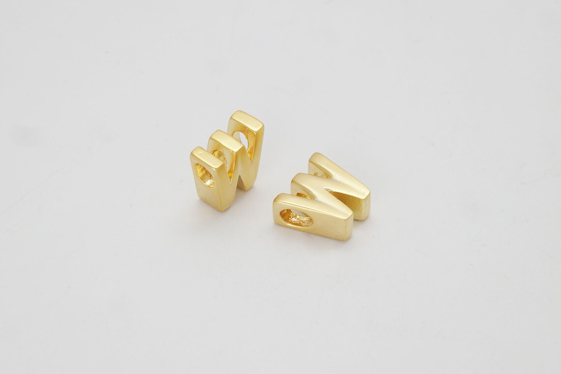 Alphabet W, AW-G11, 2 Pcs, 8x8x4mm, Hole Size 2x3mm, Capital Letter ...