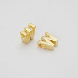 Alphabet W, AW-G11, 2 Pcs, 8x8x4mm, Hole Size 2x3mm, Capital Letter ...