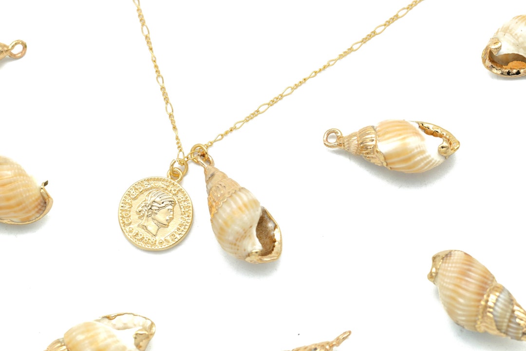 Conch Pendant, O2-P1, Ocean Themed, 2 Pcs, Trumpet Shell Pendant, Sea ...