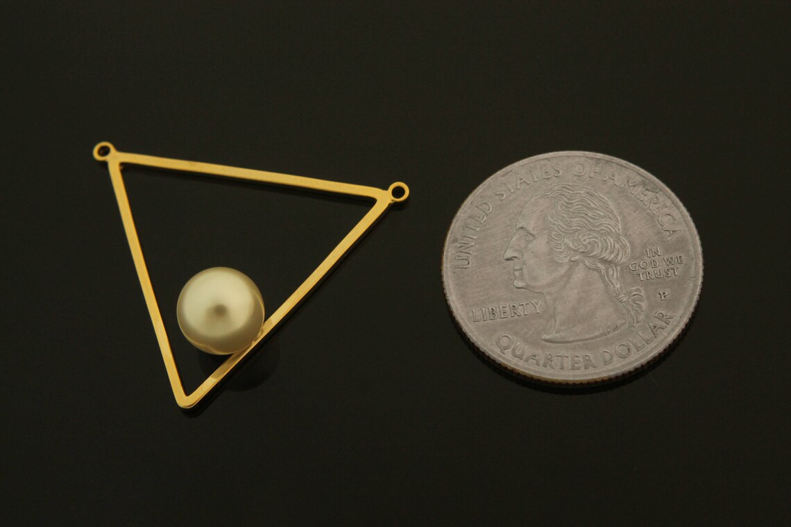 Pearl on Triangle Pendant S69-R3 1 Piece Nickel Free 16K | Etsy