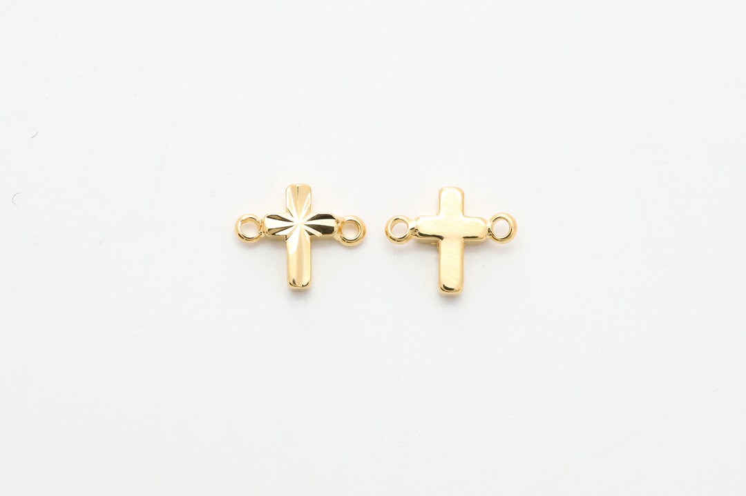 Little Cross Connector, S13-R1, Nickel Free, 2 Pcs, 9x10mm, 16K Gold ...