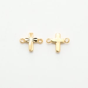 Little Cross Connector, S13-R1, Nickel Free, 2 Pcs, 9x10mm, 16K Gold ...