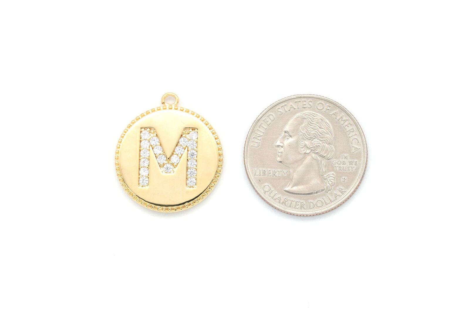 Coin Pendant Cubic Letter (large), Alphabet M, AM-G16, 1 Piece, 21x2mm ...
