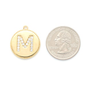 Coin Pendant Cubic Letter (large), Alphabet M, AM-G16, 1 Piece, 21x2mm ...