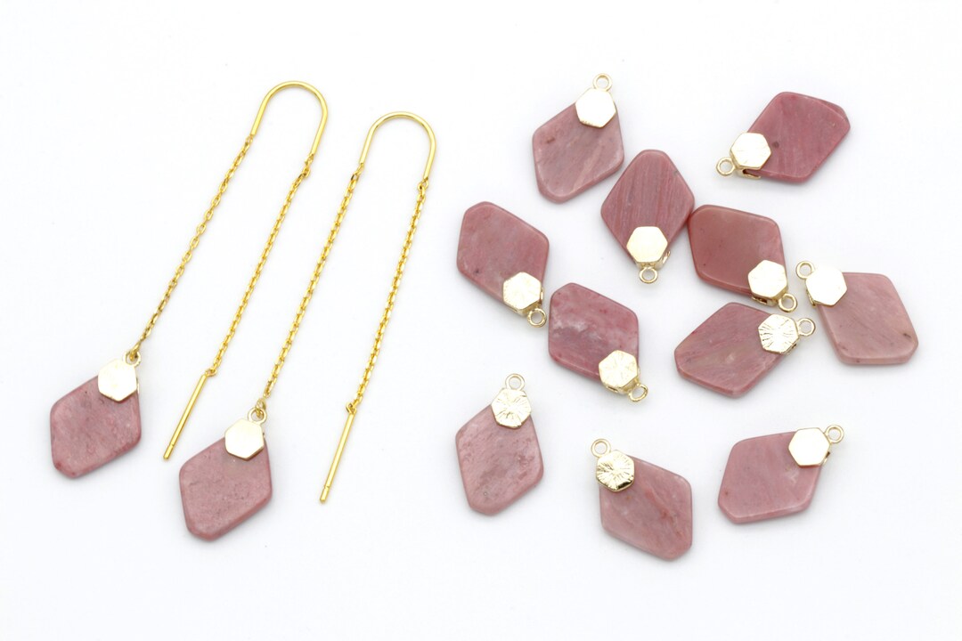 Rhombus Gemstone Charm, Red Wood Line, N41-G3, 2 Pcs, 14x11mm, 2mm ...