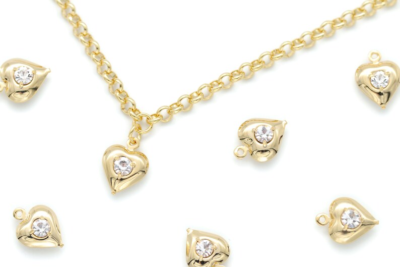 Minimal cubic heart charm Q8-R4 1 piece 14x10mm including | Etsy