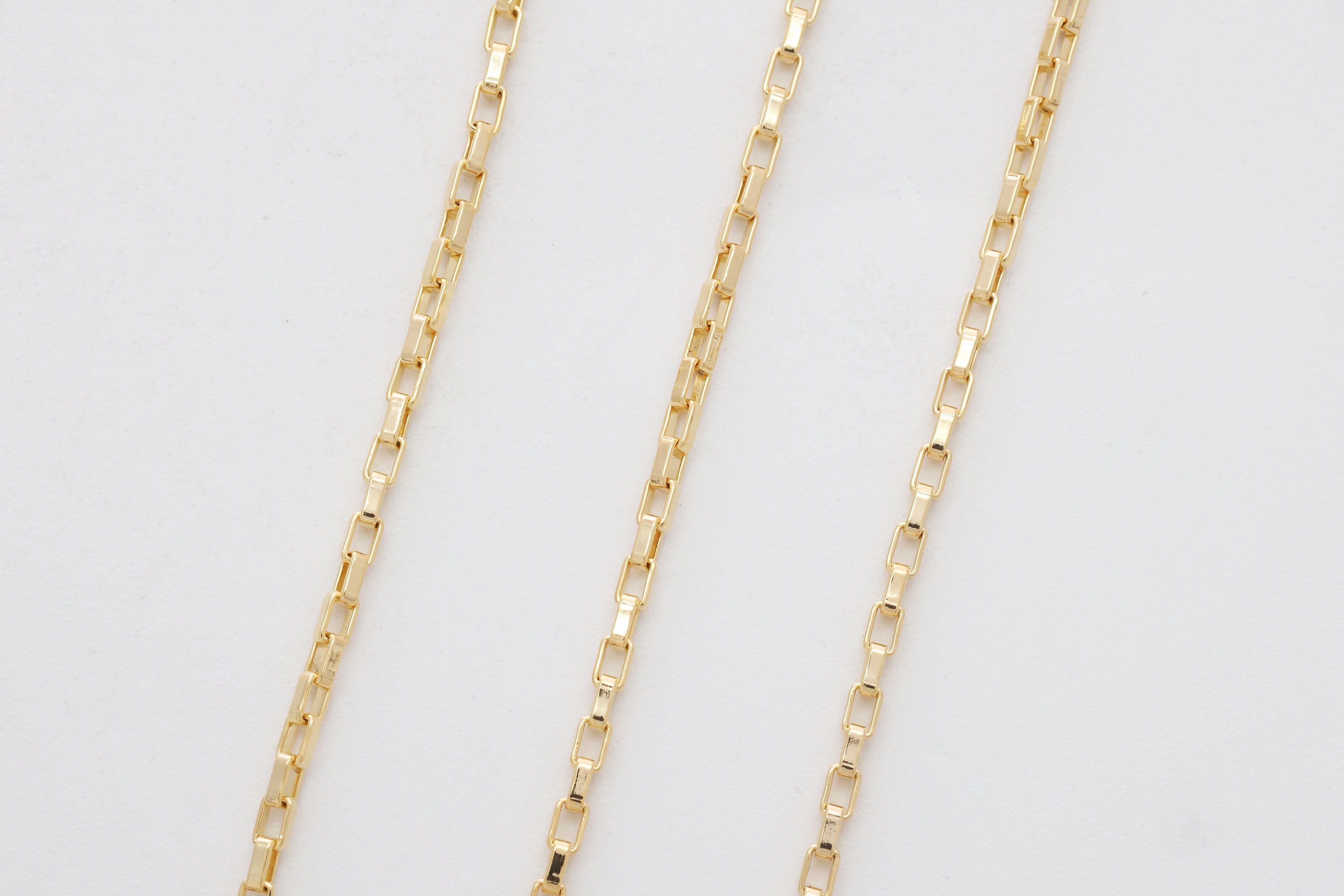 Train Chain[s], CJ25-03, 1m, 2.5x1.5mm, 0.8mm Thick, 16K Gold Plated ...