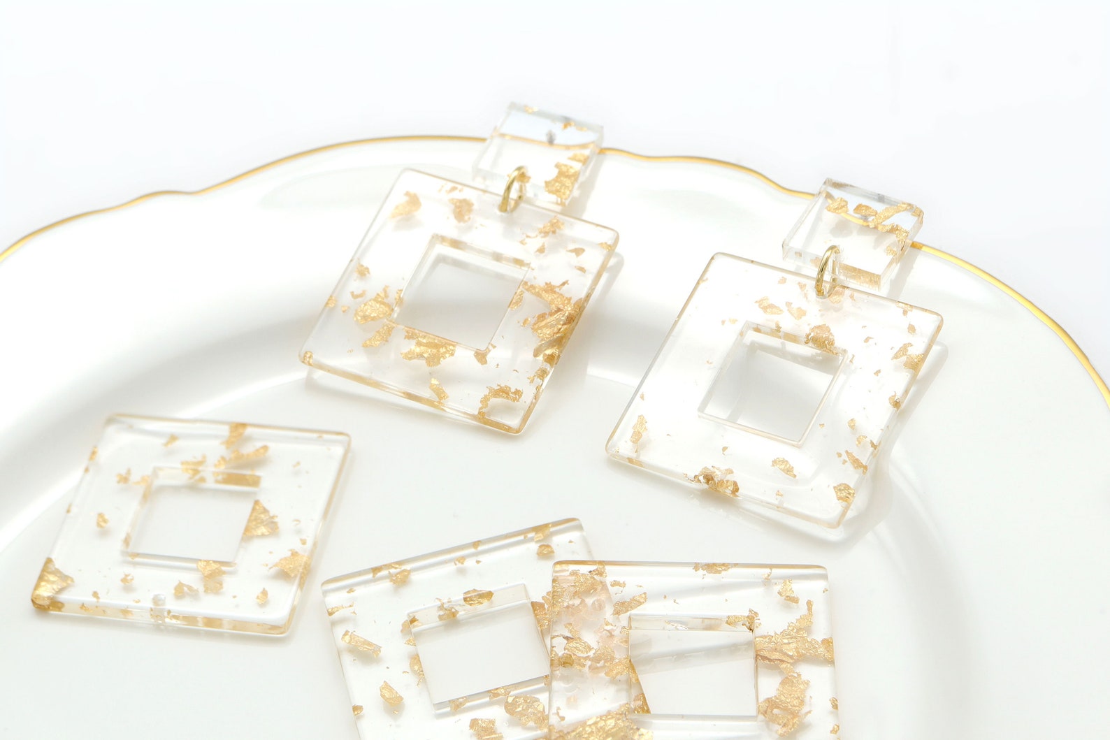Gold Flakes Acrylic Square Charm V2-P9 2 Pcs 35x35mm 1.3mm - Etsy