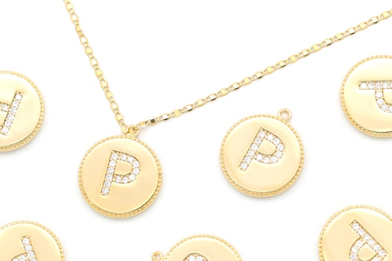 Coin Pendant Cubic Letter large Alphabet P AP-G16 1 - Etsy