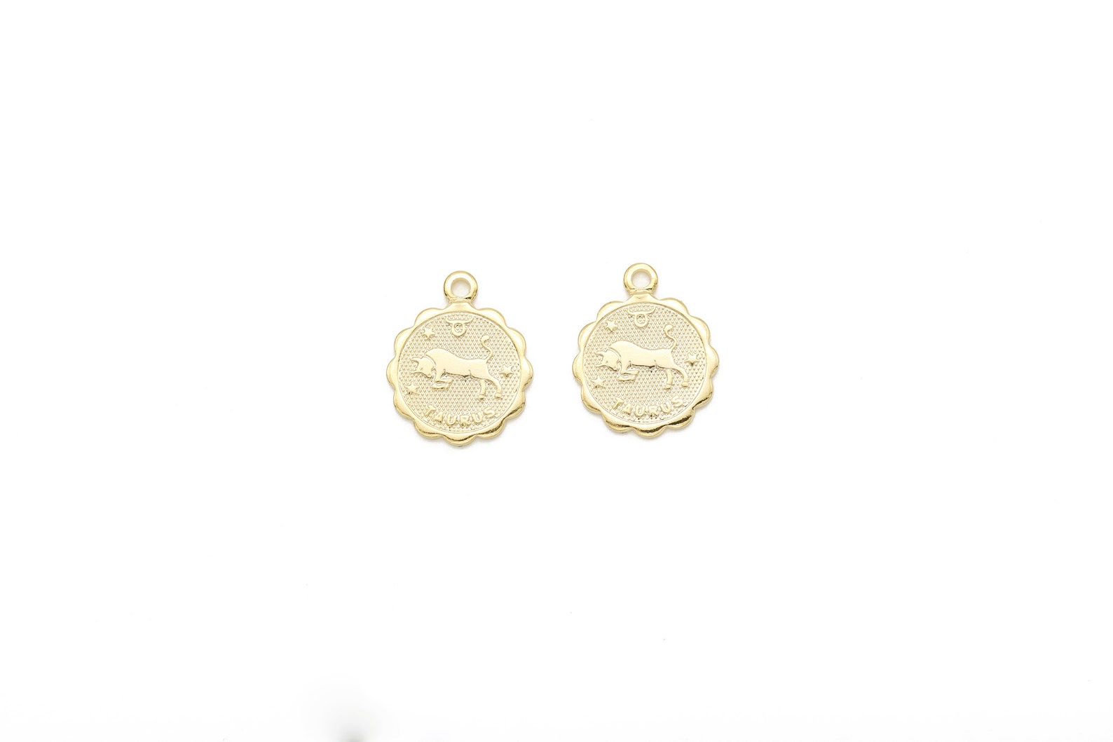 Zodiac Coin Charm Taurus K9-G2 2 pcs Nickel free 12mm | Etsy
