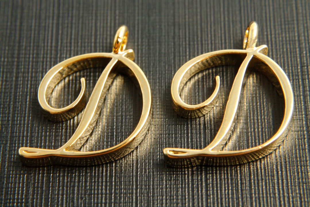 Alphabet D With Link, Nickel Free, AD-G8, 2 Pcs, 16x19.6mm, 3mm Thick ...