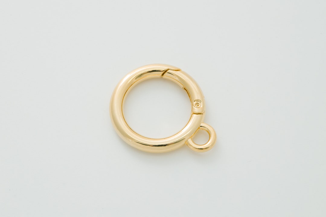 Round Spring Clasp W/ Loop, Brass, Nickel Free, Push Gate Ring, Ring ...