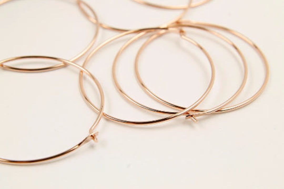 Earring Making Hoop, E3-P1, 20 Pcs, 0.7x30mm, Round Hoop, Rose Gold ...