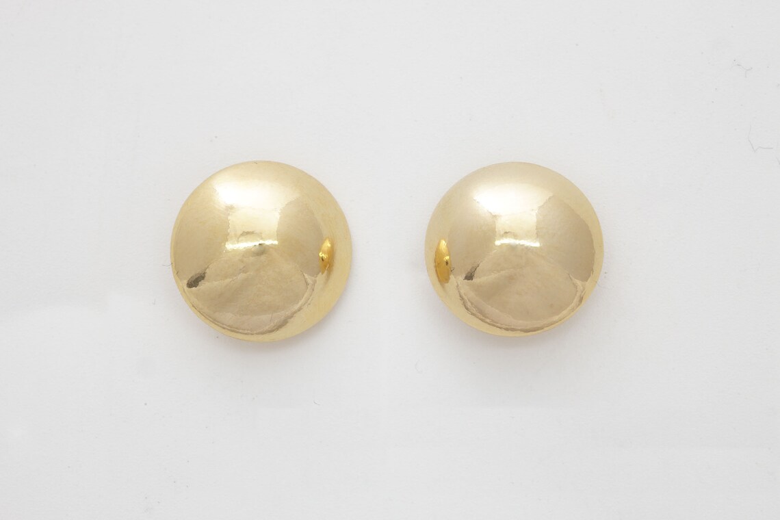 Bulging Half Ball Post W/ Link (L), Nickel Free, 16K Gold Plated Brass ...