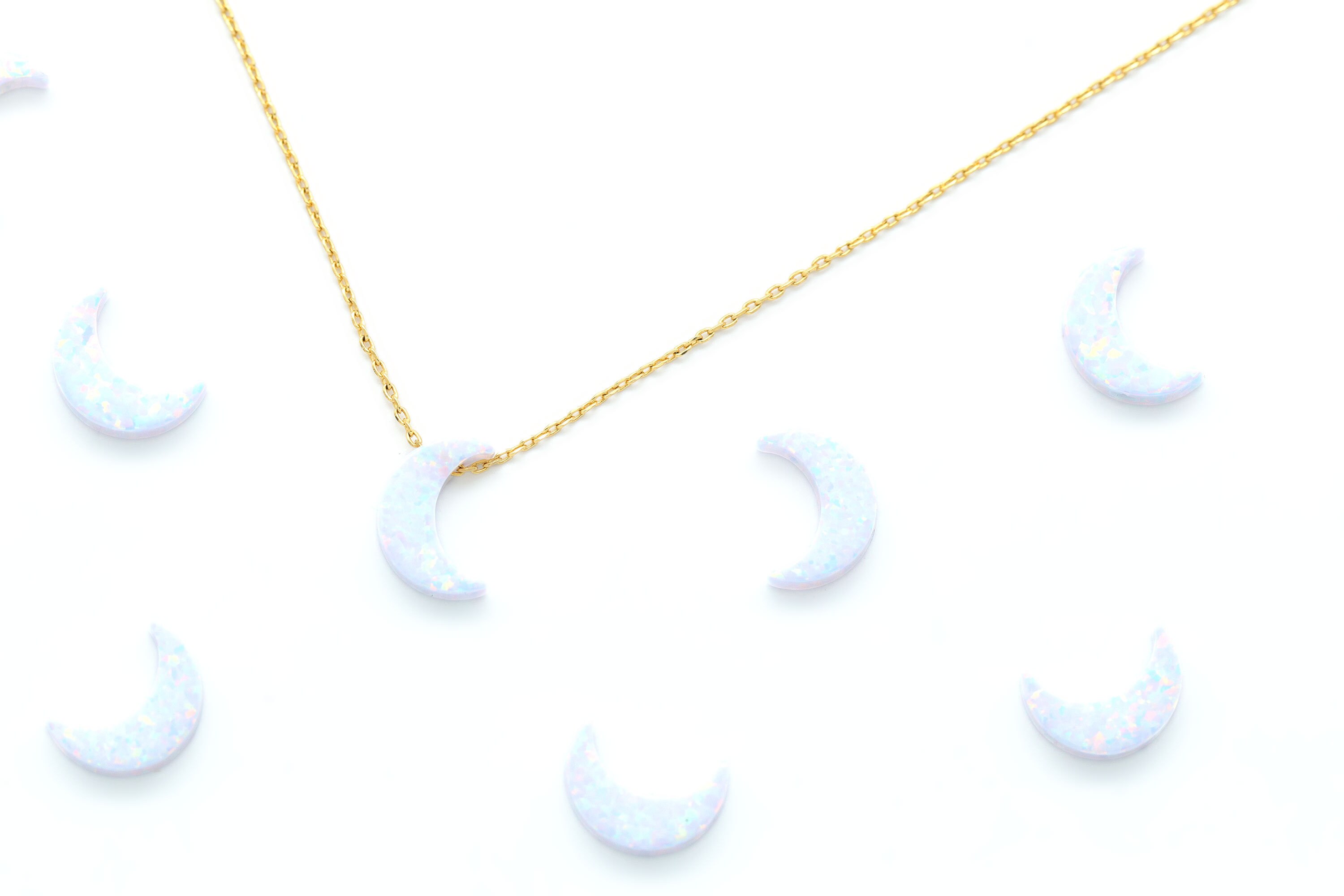 Opal Moon Charm, N38-P7, 1 Pcs, 8x11mm, Lap-created Opal, Opal Charm ...