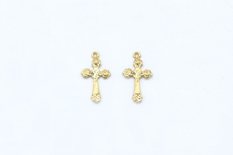 Flower-end Cross Charm T70-R6 2 Pieces Open Link Nickel - Etsy Australia
